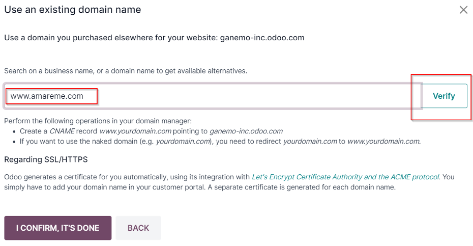 Cómo usar mi propio dominio Odoo